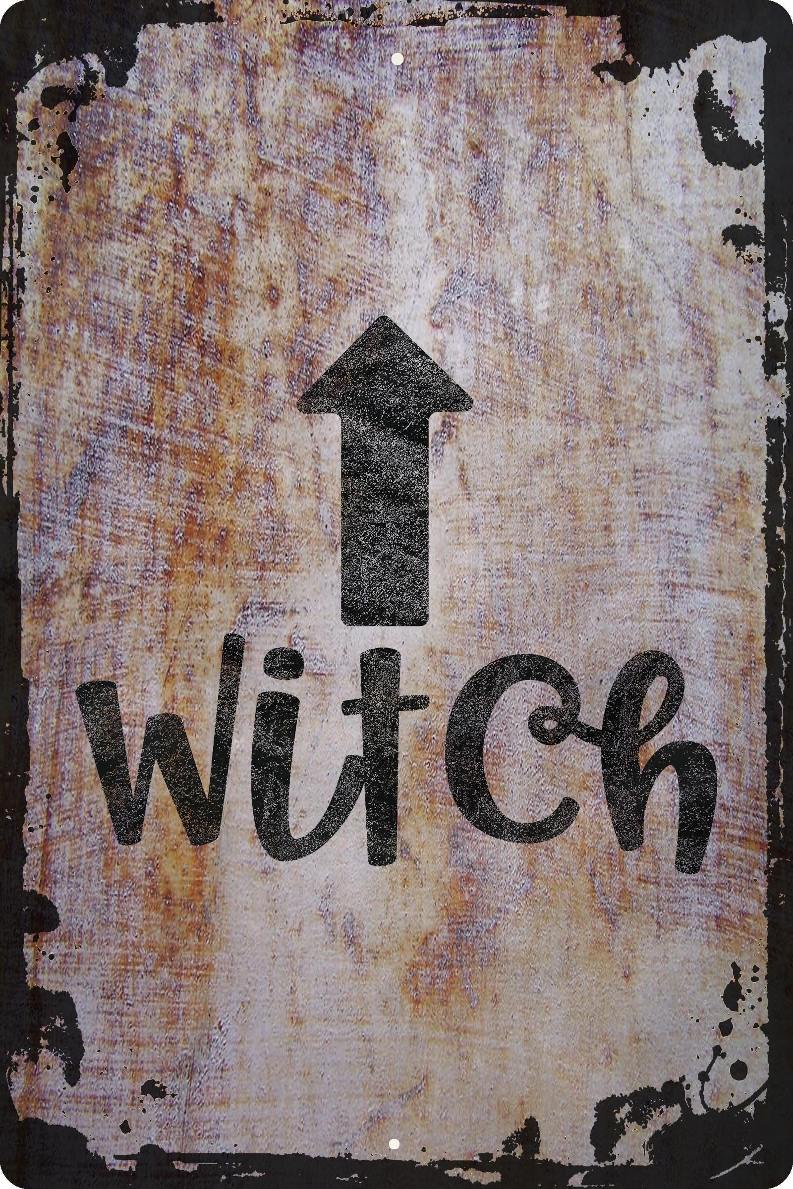 Wall Sign Witch arrow up me funny magic spells broom occult power ...