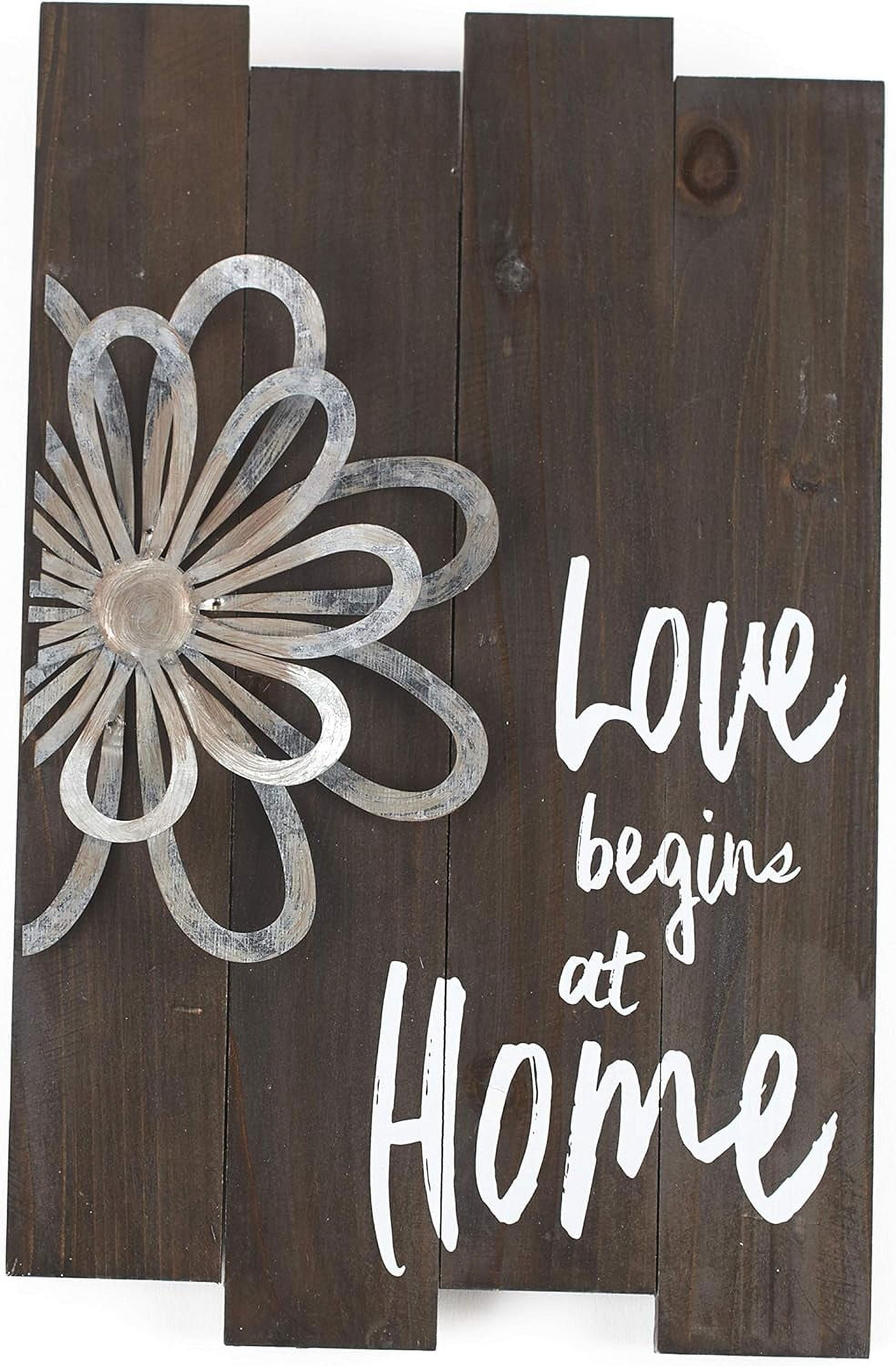 Wall Sign With 3D Flower, Word Art, Rustic Farmhouse Look - Walmart.com