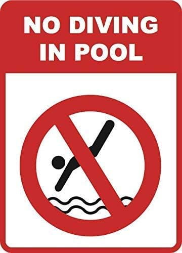 Wall Signs No Diving in Pool Sign Swimming Hot Tub Signs for Shallow ...