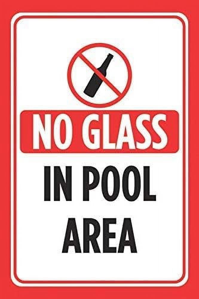 Wall Signs No Glass in Pool Area Red Black Print Pools Rules Poster ...