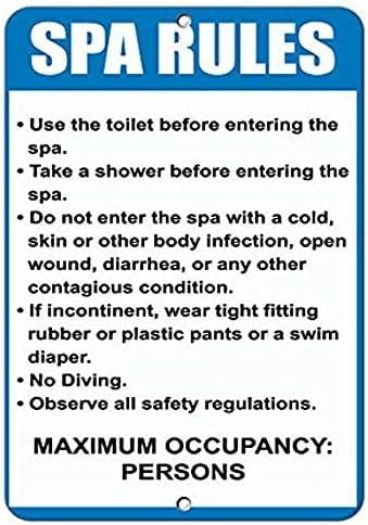 Wall Signs Spa Rules Regulations Read Follow Spa Rules for Safety Metal ...