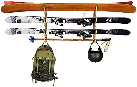Wall Ski Rack - Bamboo Wall-Mounted Ski Storage and Premium Ski Display ...
