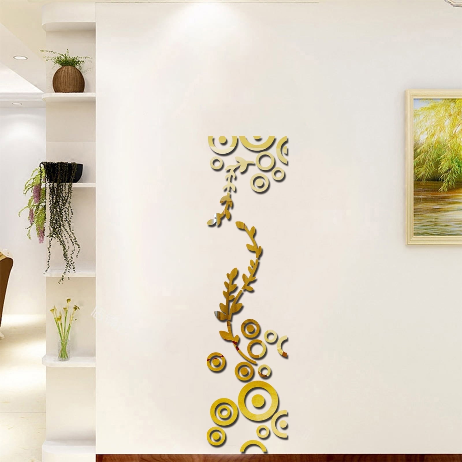 Wall Sticker Decals Acrylic 3D Circle Ring Mirror Wall Decals, Bedroom ...