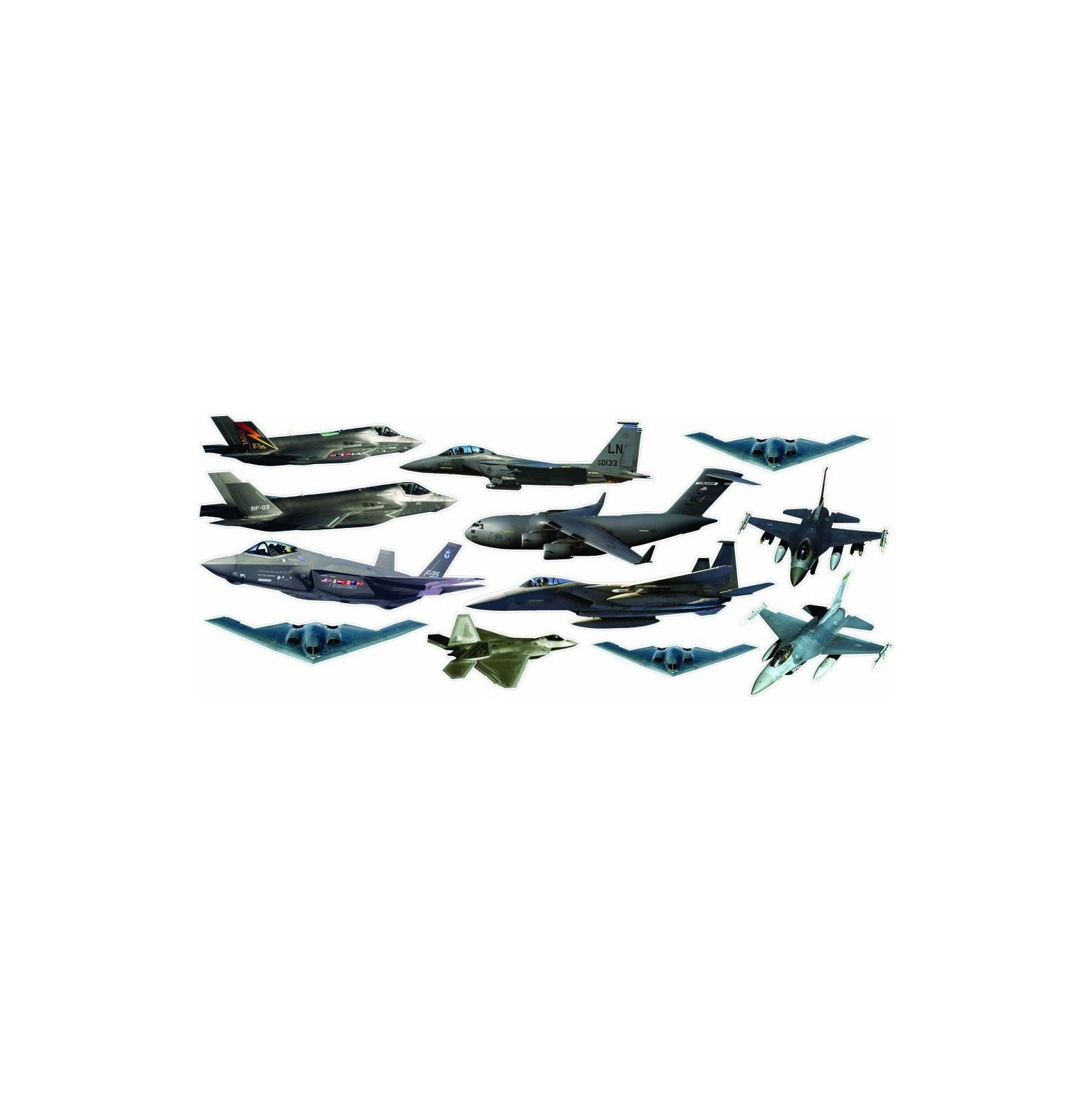 Wall Sticker Fighter Jets Colorful Removable and Repositionable Love ...