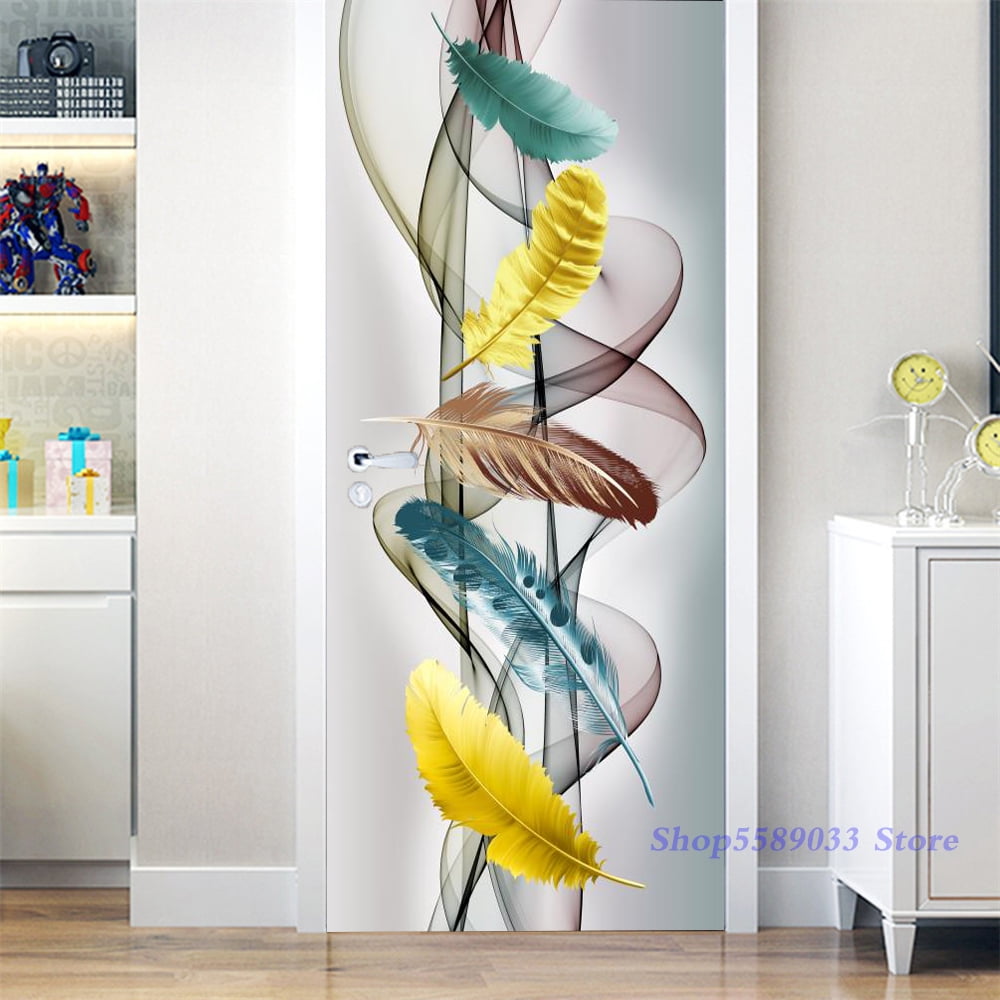 Wall Sticker For Door Living Room Corridor Vinyl Adhesive Door Cover ...