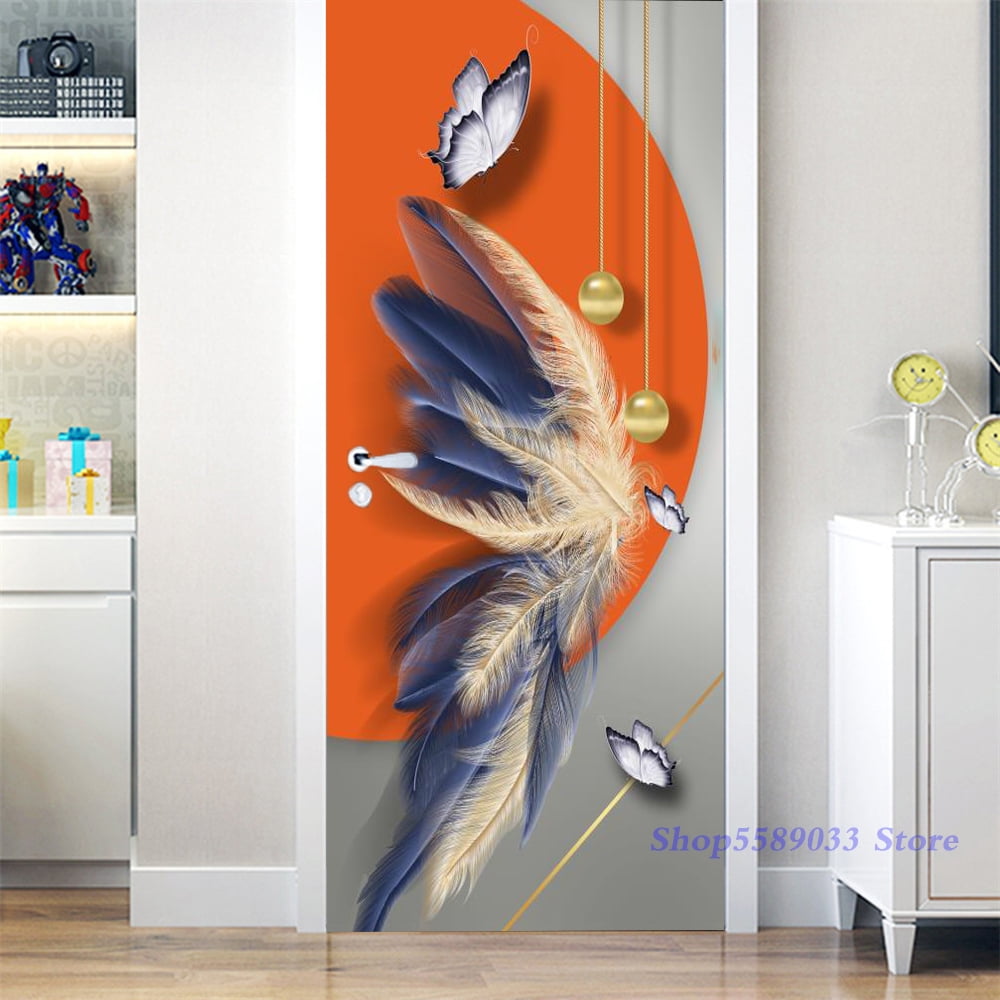 Wall Sticker For Door Living Room Corridor Vinyl Adhesive Door Cover ...