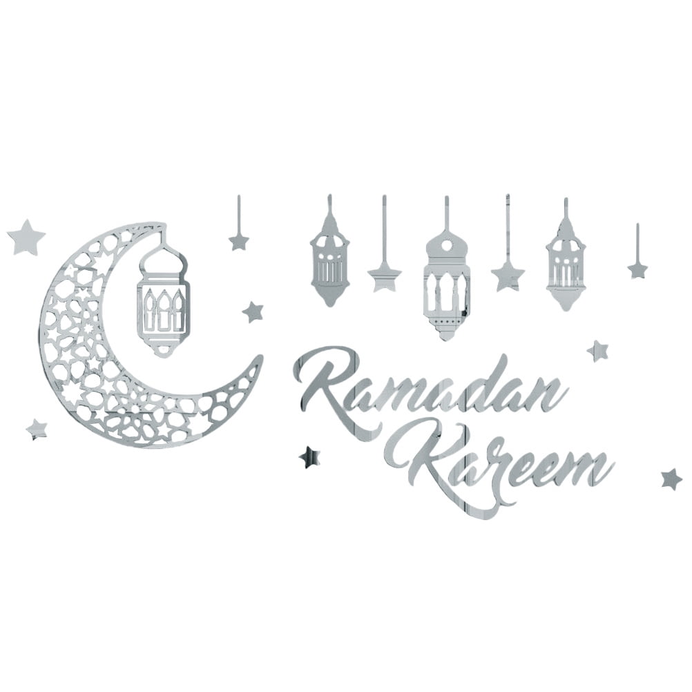 Wall Sticker Mirrors Moon Sticker Moon Ornament Eid Mubarak Window ...