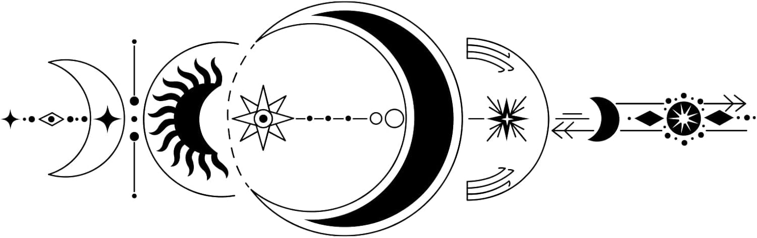 Wall Sticker Moon Star Horizontal Line Planet Line Combination Creative ...