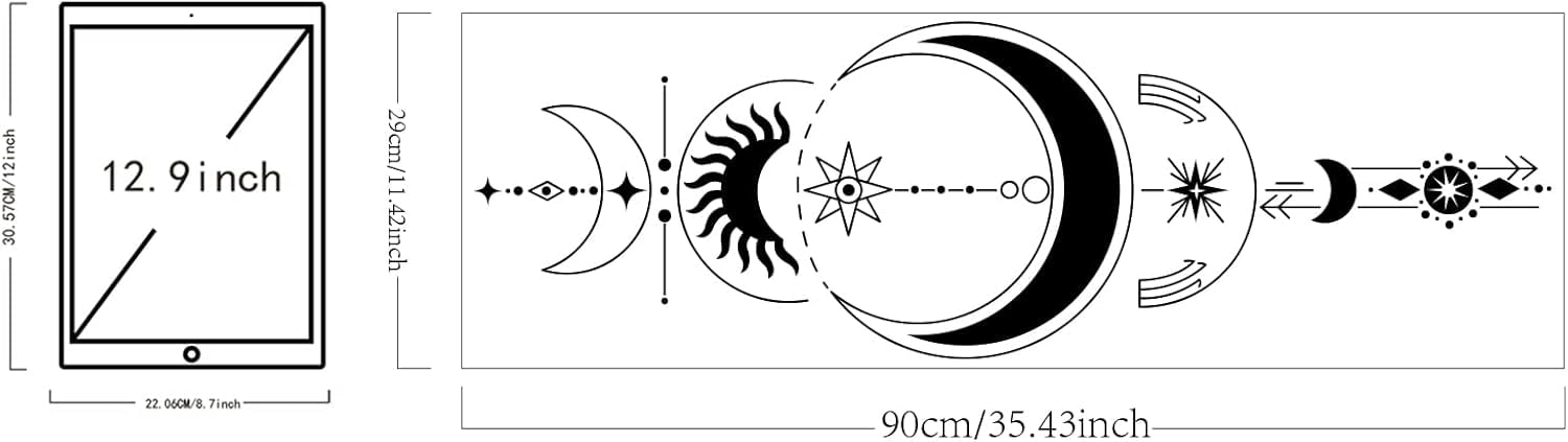 Wall Sticker Moon Star Horizontal Line Planet Line Combination Creative ...