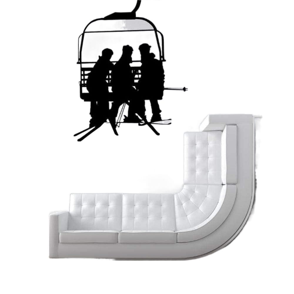 Wall Sticker Ski Lift Chair with Men Handing Snowboards Silhouette Art ...