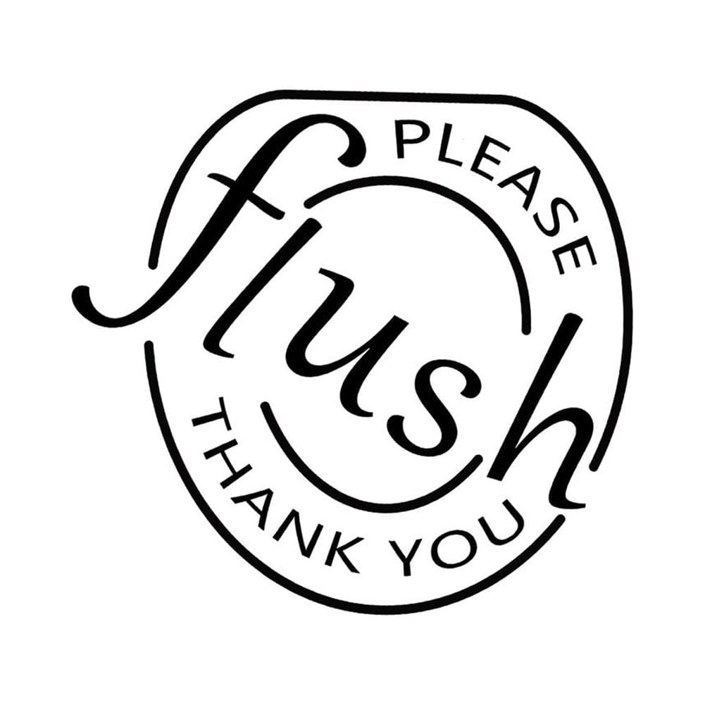 Wall Sticker Toilet Sticker Text Flush Design Easy to Apply and Remove ...