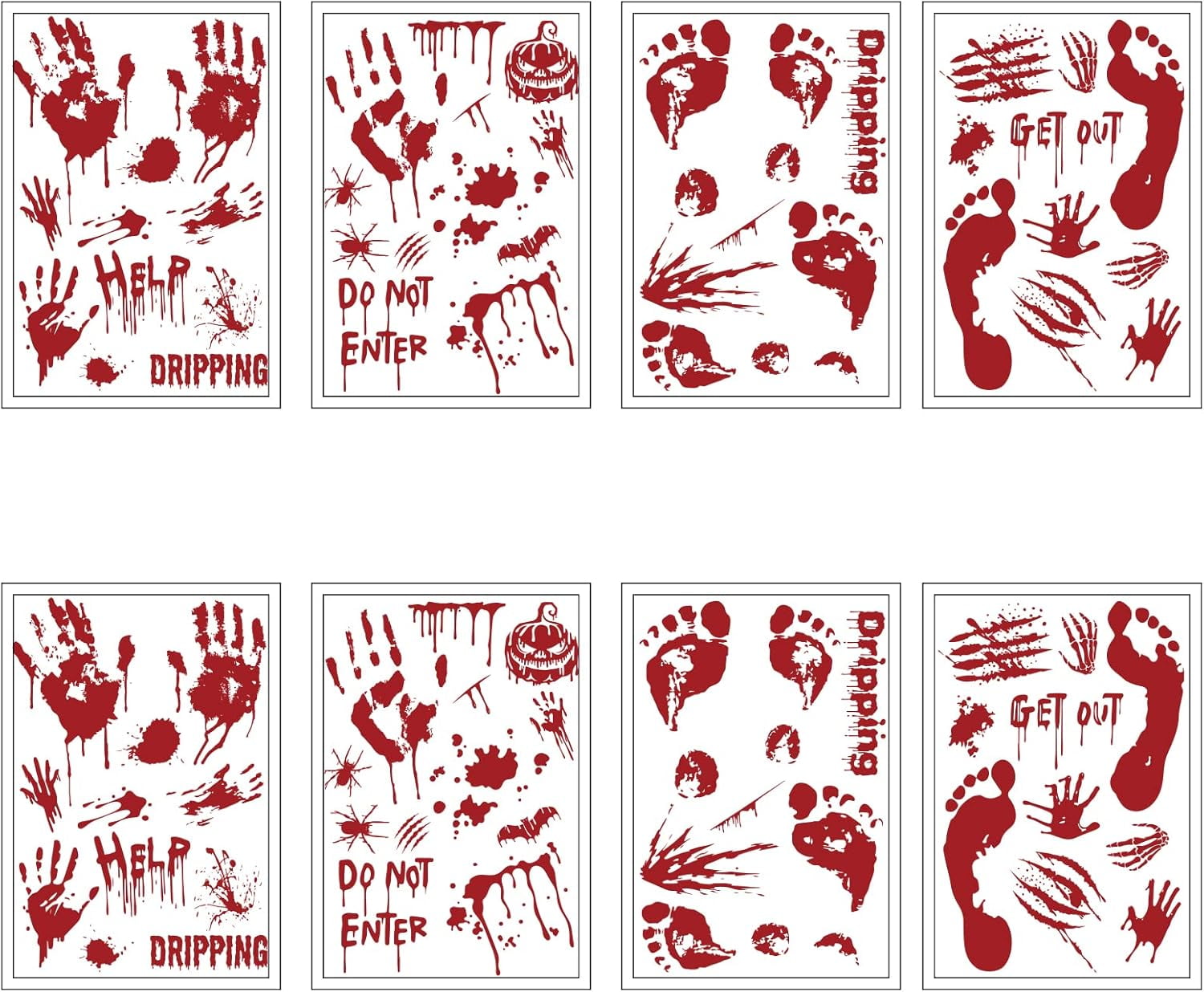 Wall Stickers 8 Sheets Bloody Handprint Footprint Wall Decal Blood ...