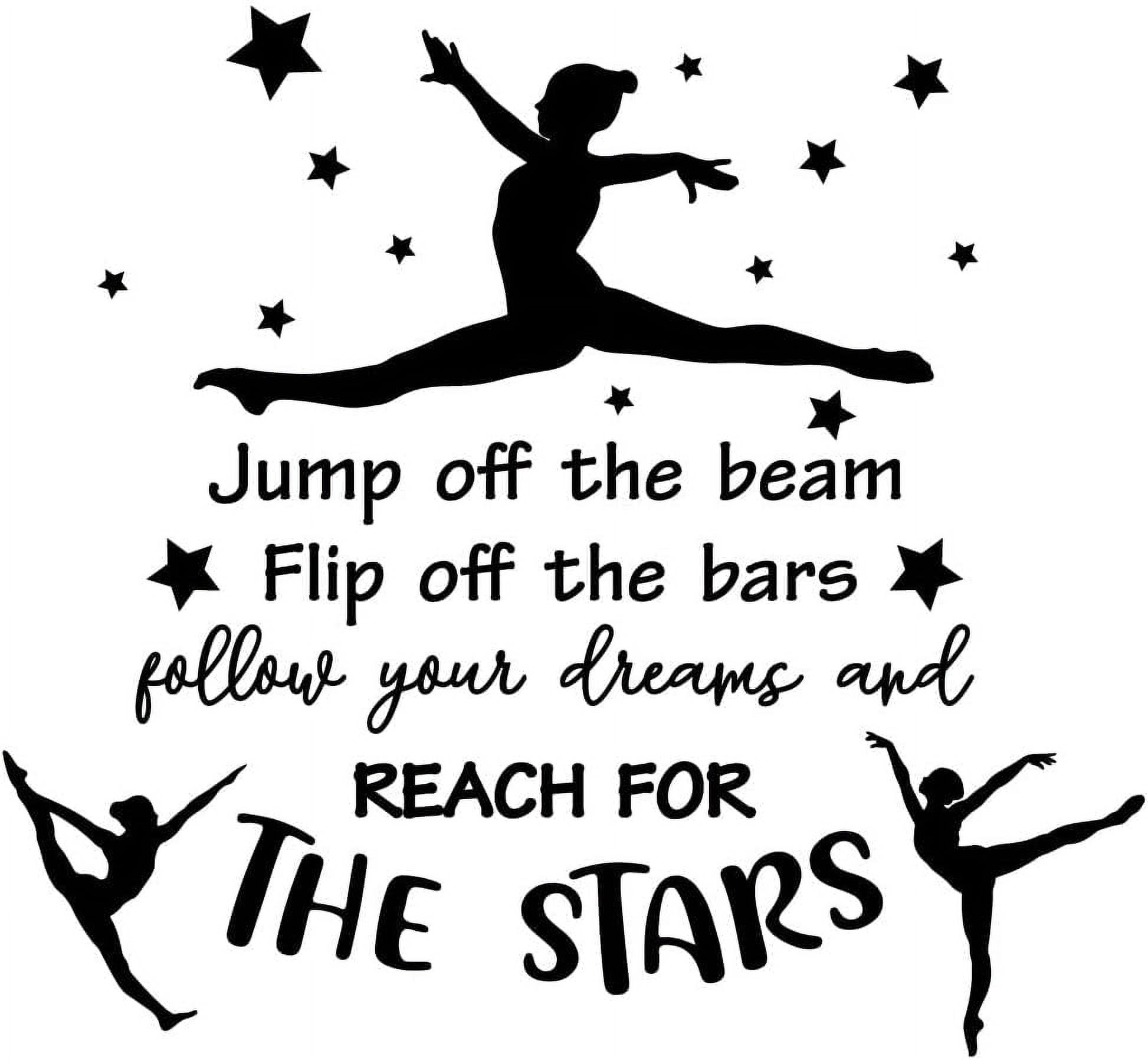 Wall Stickers Gymnastics Quote Girl's Vinyl Bedroom Decor Jump Off The ...