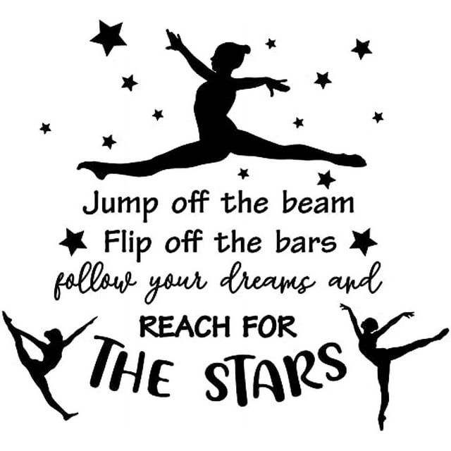 Wall Stickers Gymnastics Quote Girl's Vinyl Bedroom Decor Jump Off The ...