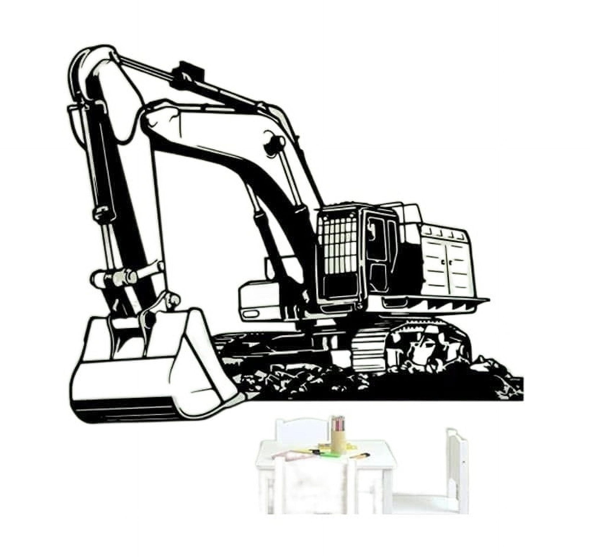 Wall Stickers Heavy Equipment Excavator Digger Kids Room Nursery ...