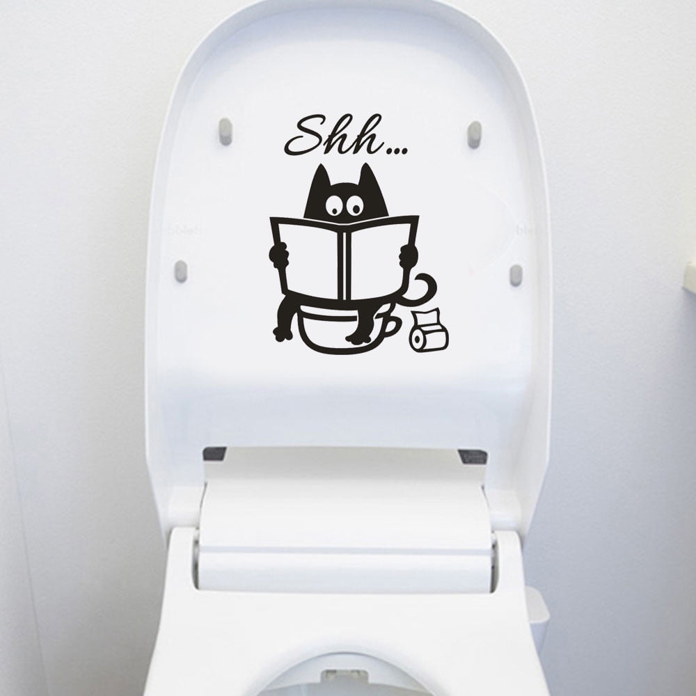 Wall Stickers Home Decora Sticker Cat Cute Shh Vinyl Toilet Art ...