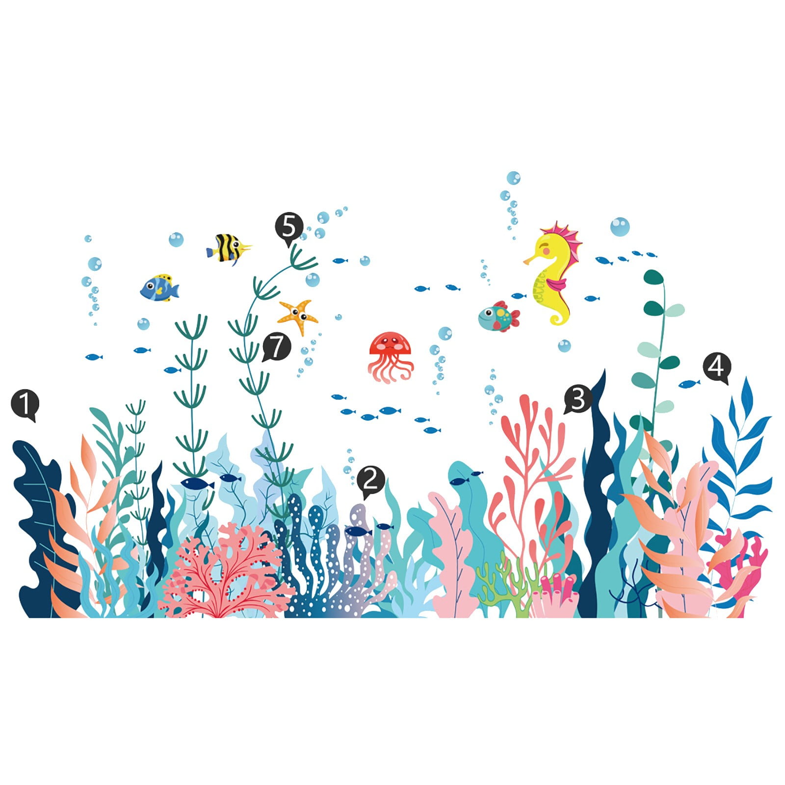 Wall Stickers - Home Wall Stickers - 2 Sheets Large Under The Sea Wall ...