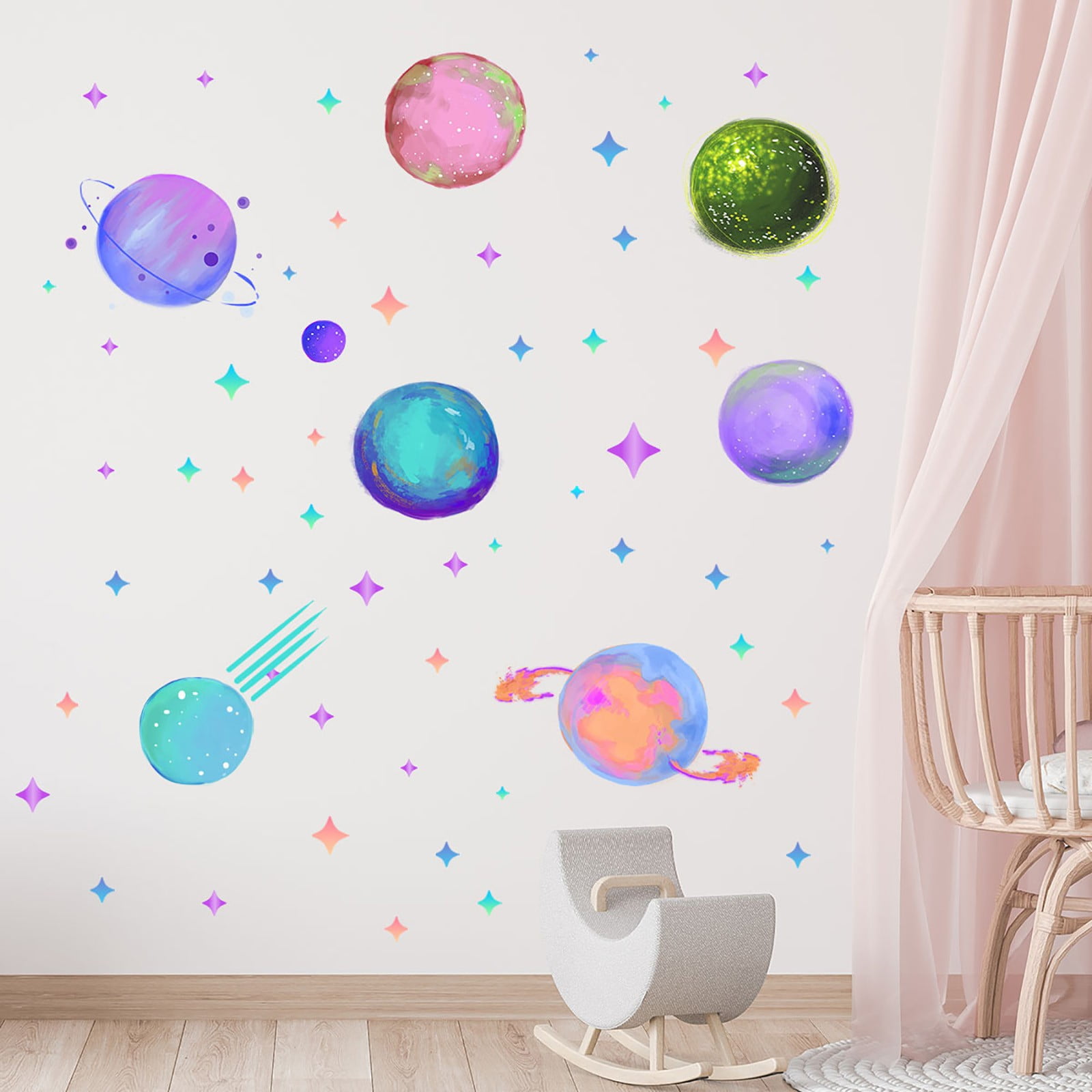 Wall Stickers Space Planet Wall Decals Boy Room Wall Stickers Kids ...