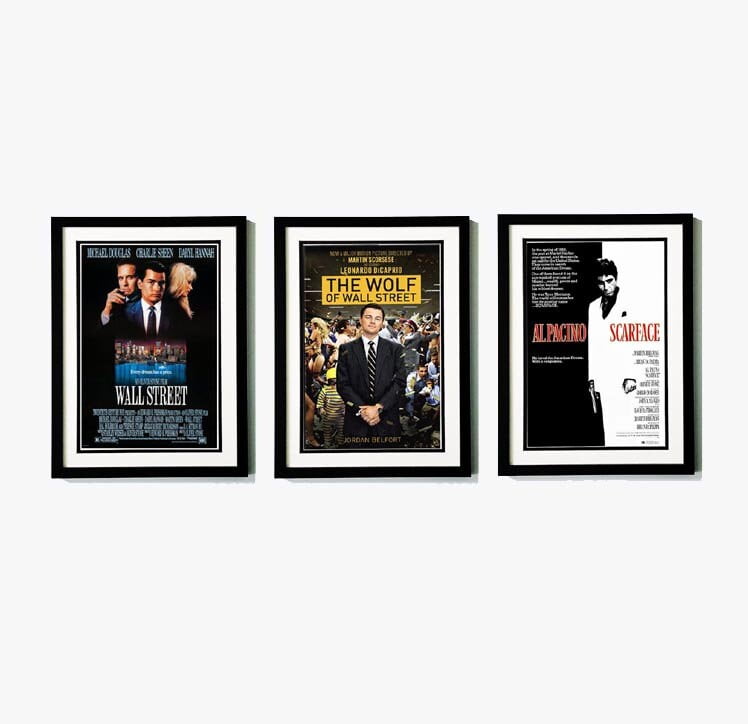 Wall Street, The Wolf of Wall Street & Scarface Framed Posters ...