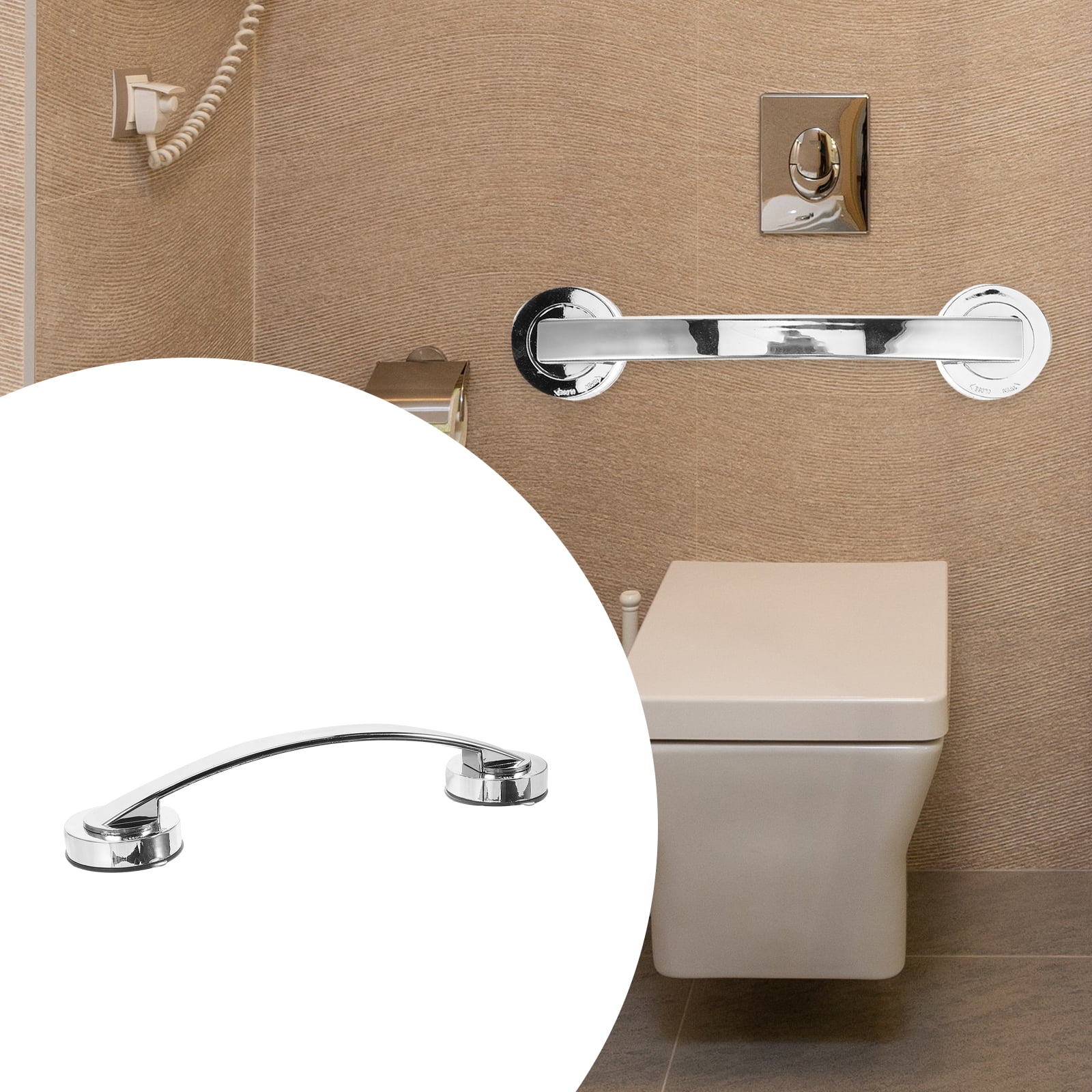 Wall Suction Cup Shower Handle: Bathtub Grab Bar Silver Bathtub Bath Handles Seniors Safety Cup ...
