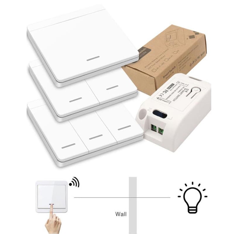 Wall Switch 433Mhz Wireless Wall Panel Transmitter Switch and AC Relay ...