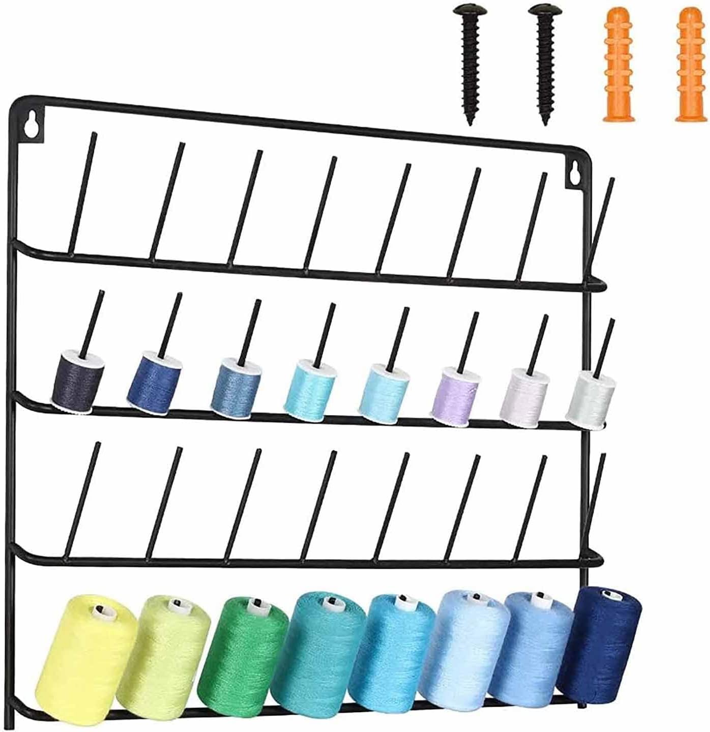 Wall Thread Rack, 32-Spool Sewing Thread Rack, Wall-Mounted Metal ...