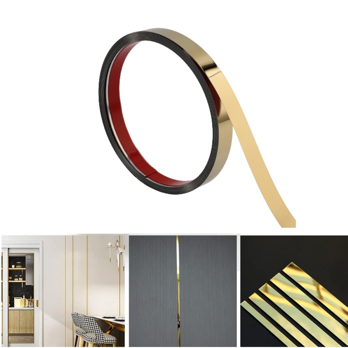 Wall Trim Molding, Stainless Steel, Flexible Self-Adhesive Metal Trim ...