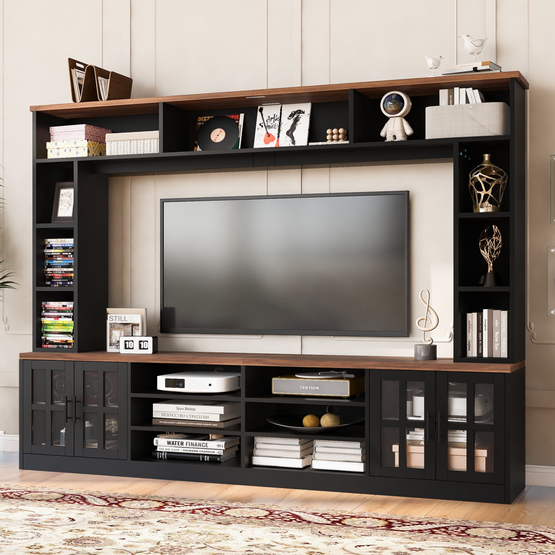 Wall Unit Set Entertainment Center with Bookshelves, Modern TV Stand ...