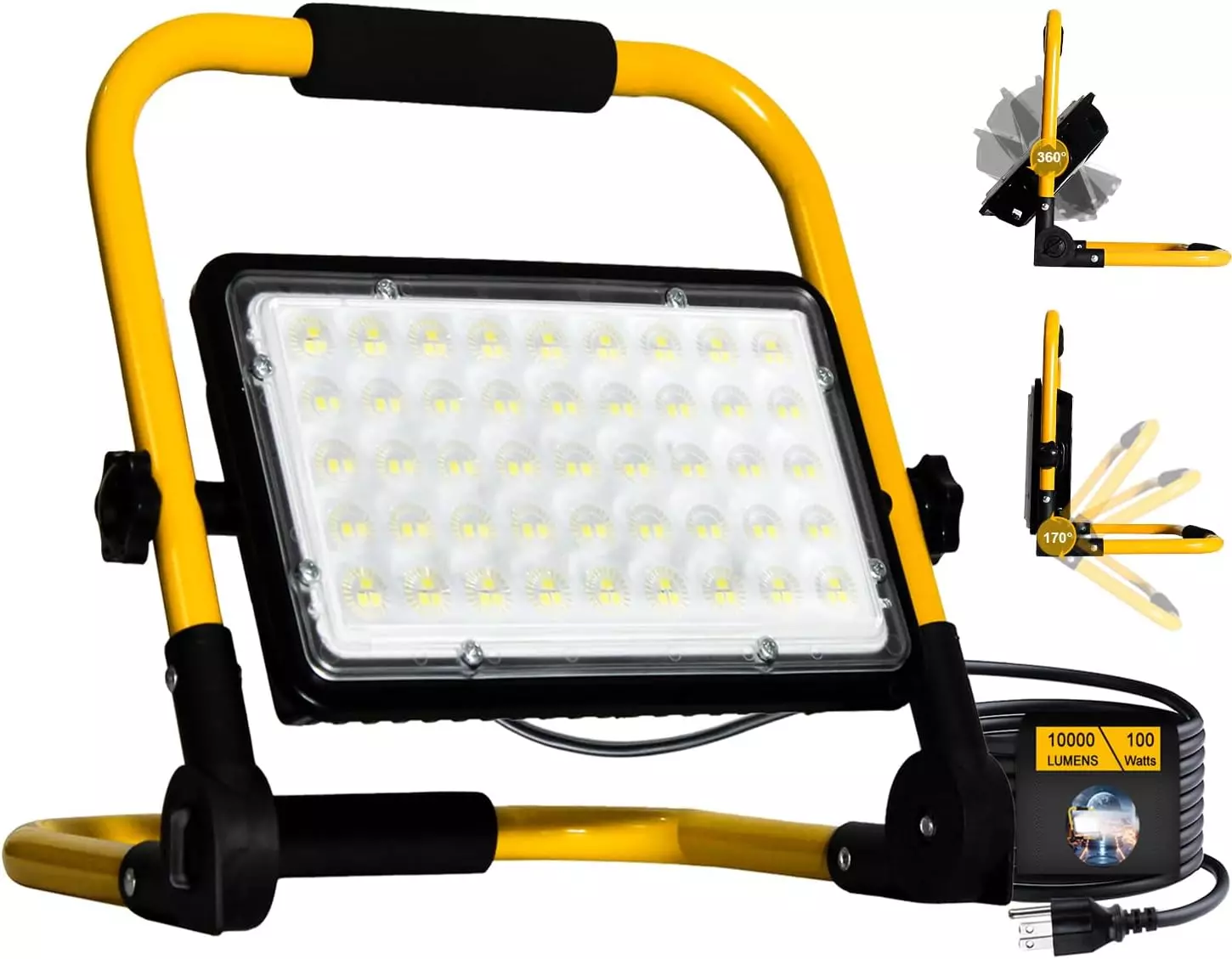 Work Light, 10000LM Bright LED Work Lights with Stand, IP66 Waterproof ...