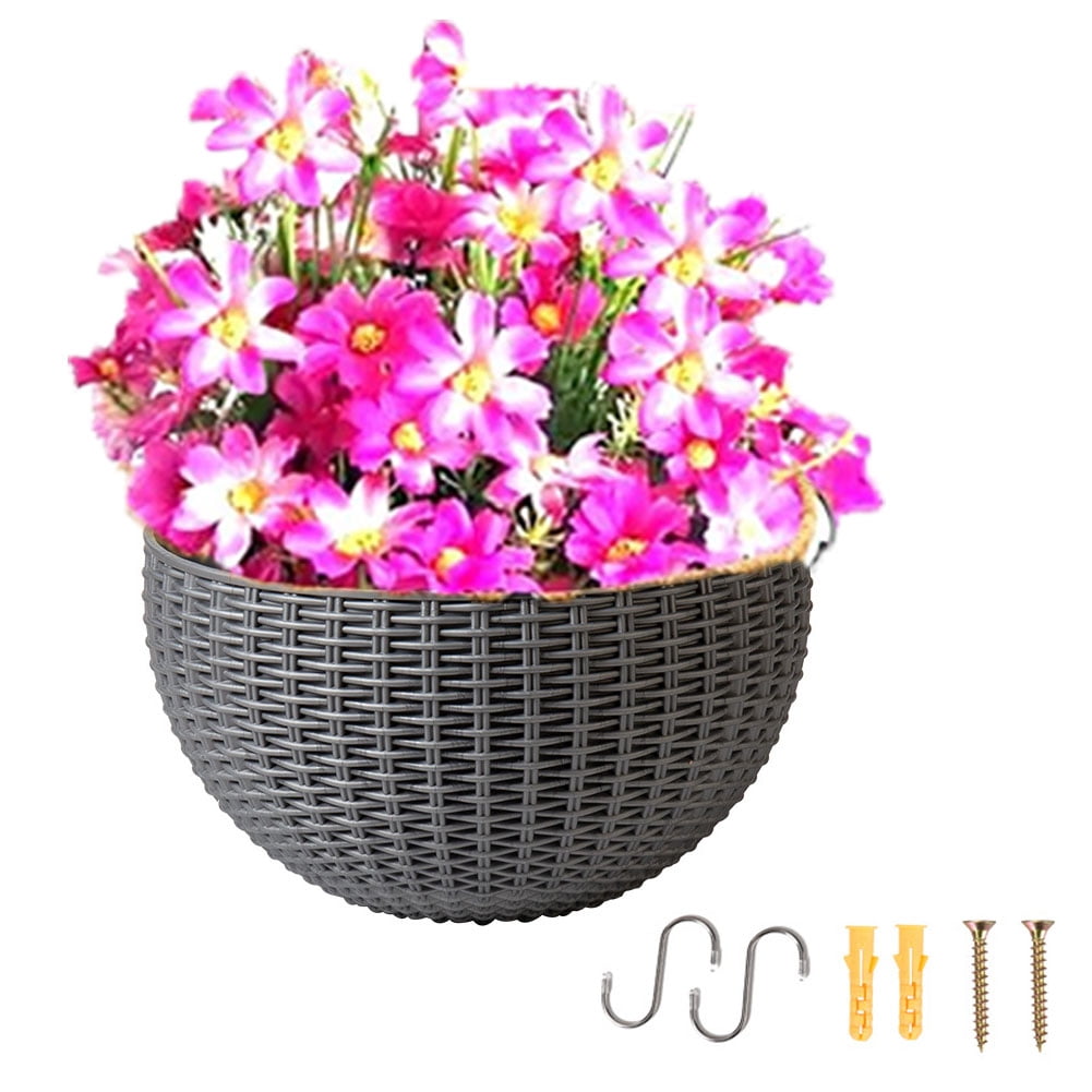 Wall and Railing Plastic Pots, Hanging Planters with S Hooks, Indoor ...