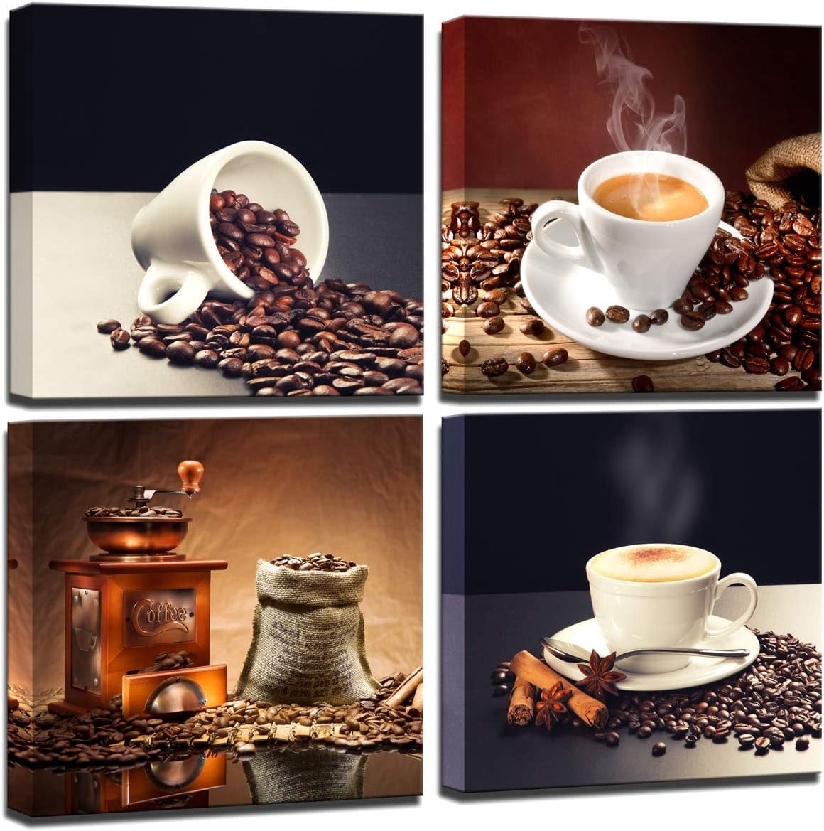 Wall art for kitchen Coffee Bean Coffee Cup Canvas Prints Wall Art ...
