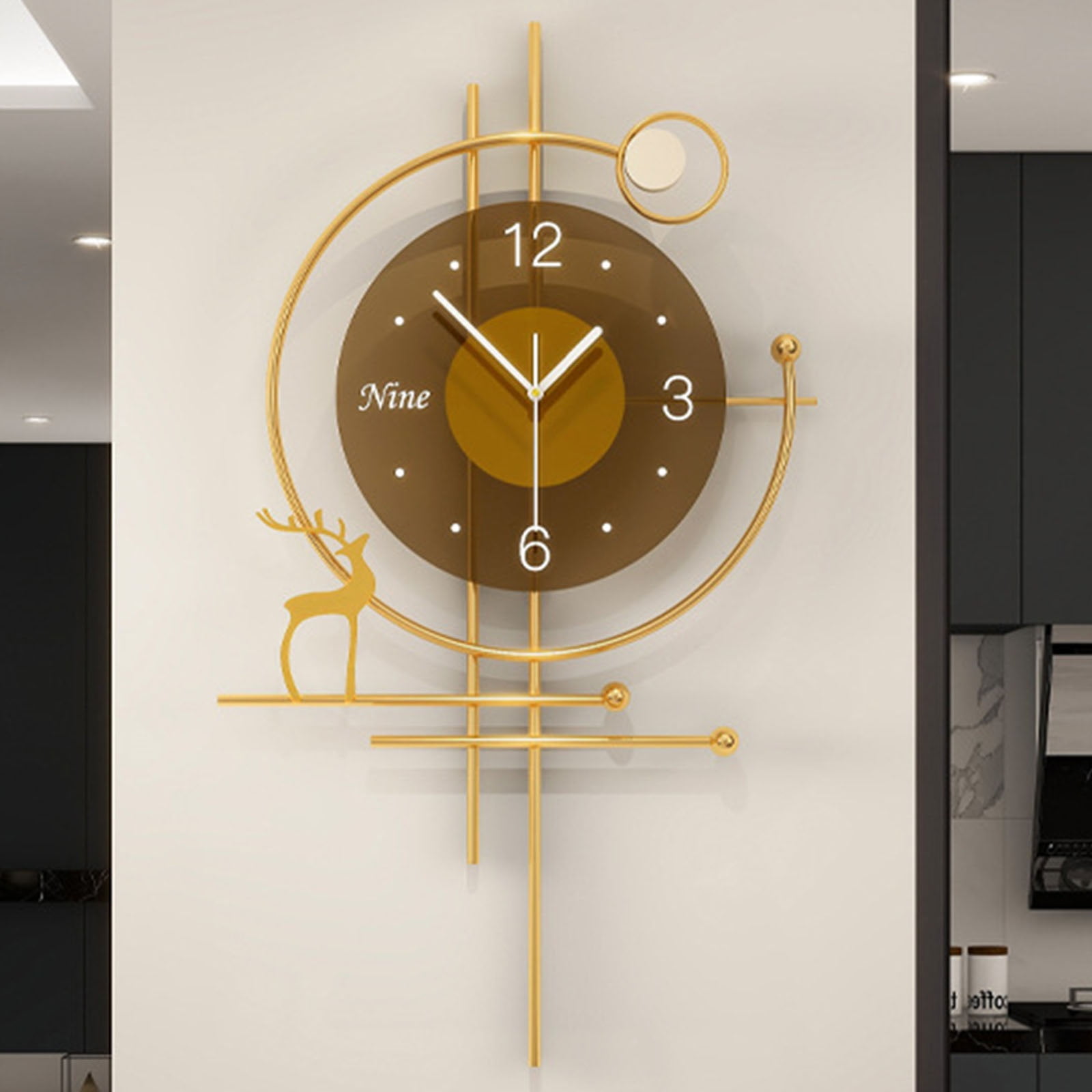 Wall clock large living room, wall clock without ticking noises with ...