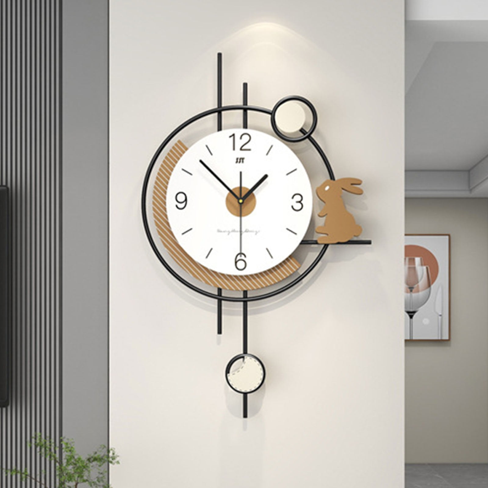 Wall clock, simple classic large decorative wall clock with pendulum ...