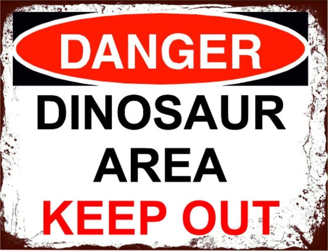 Wall decoration Danger Dinosaur Area Keep Out Aluminum Signs Funny Tin ...