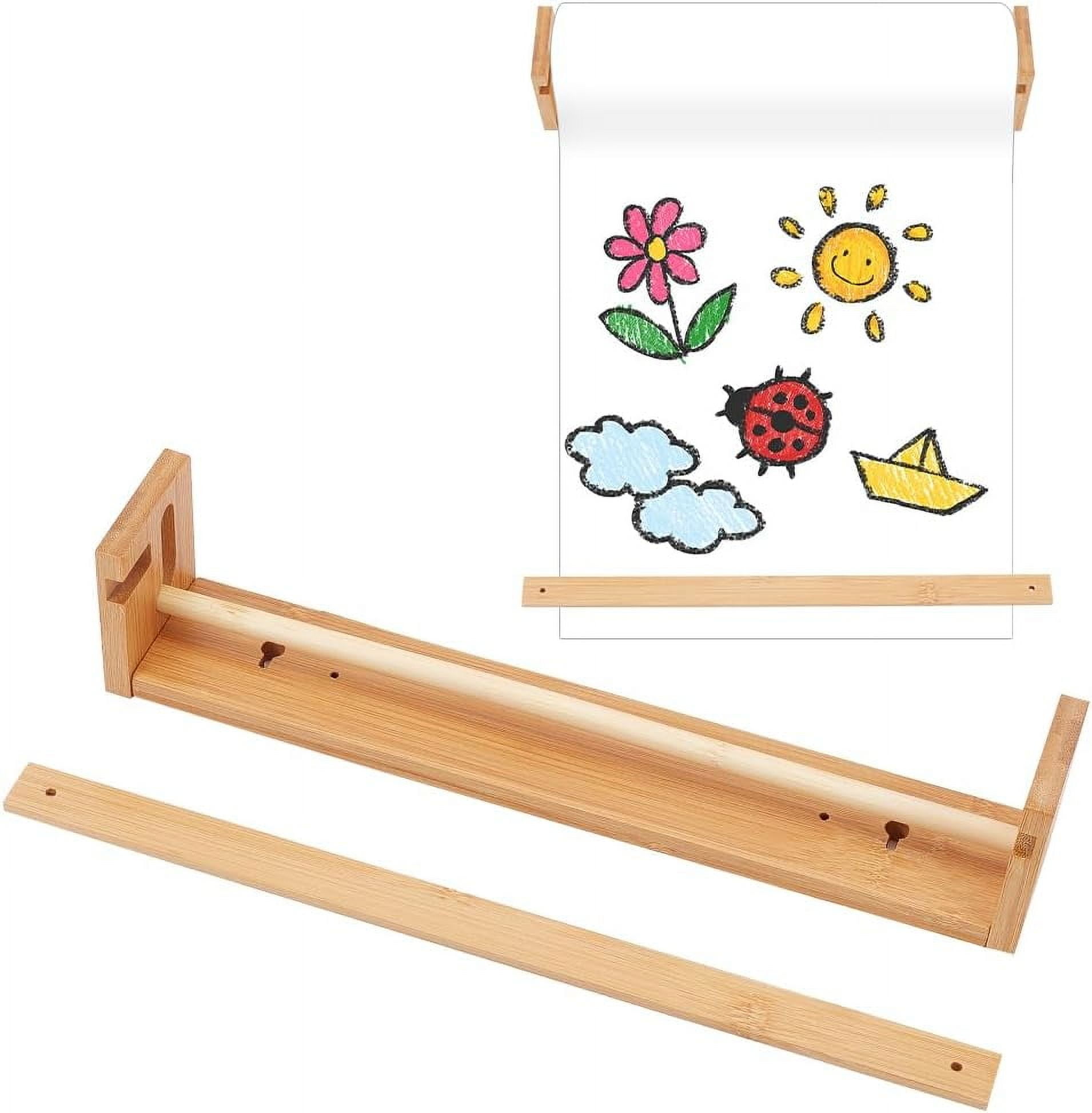 Wall-hanging Wood Drawing Paper Roll Holder Rectangle BurlyWood 31.8x5 ...