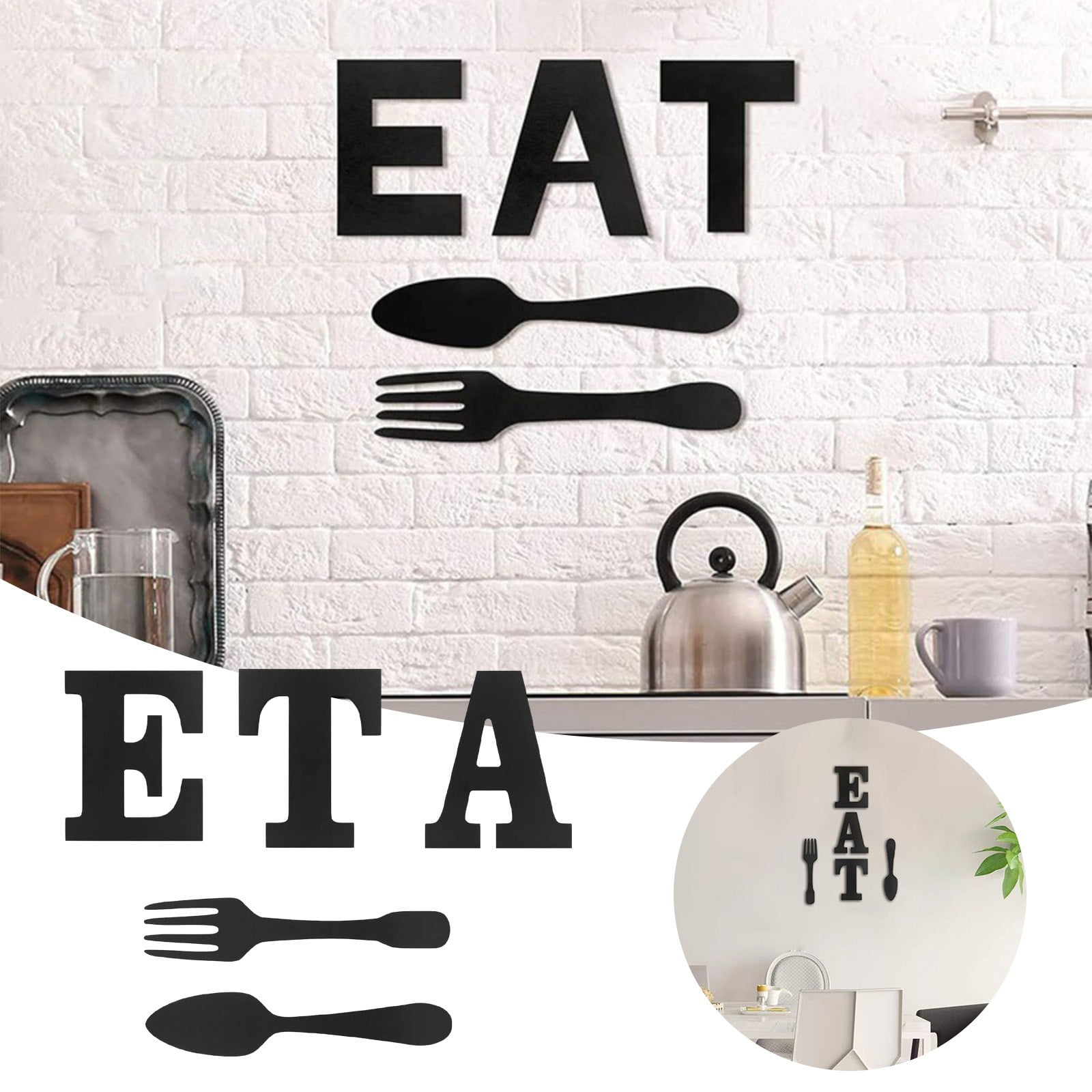 Wall hangs,EAT Letter Sign + Fork Spoon Wall Hanging Sign Large Wooden ...