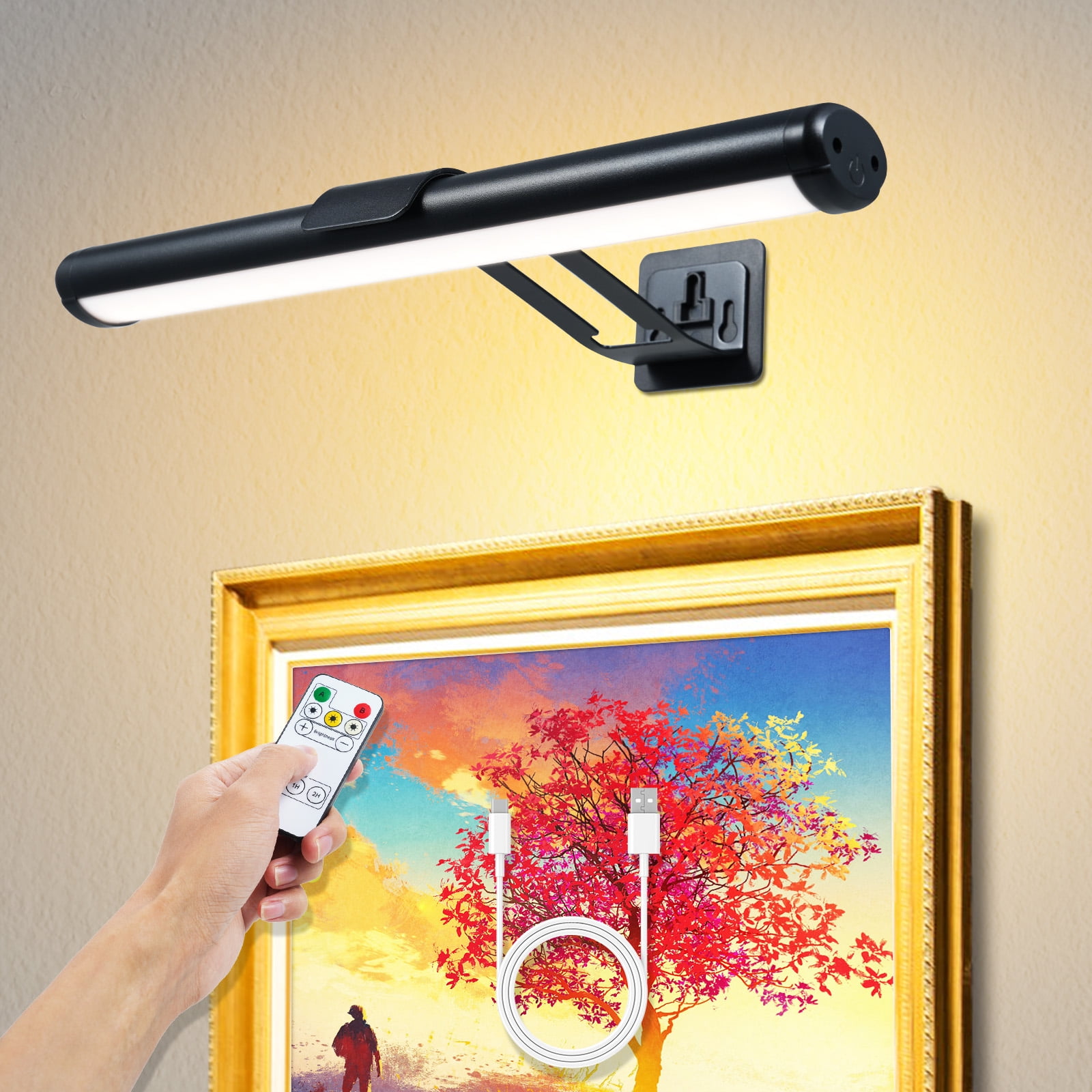 Wall lamp,Wall Lamp Battery Operated Display Lamp Wall Art With Remote ...