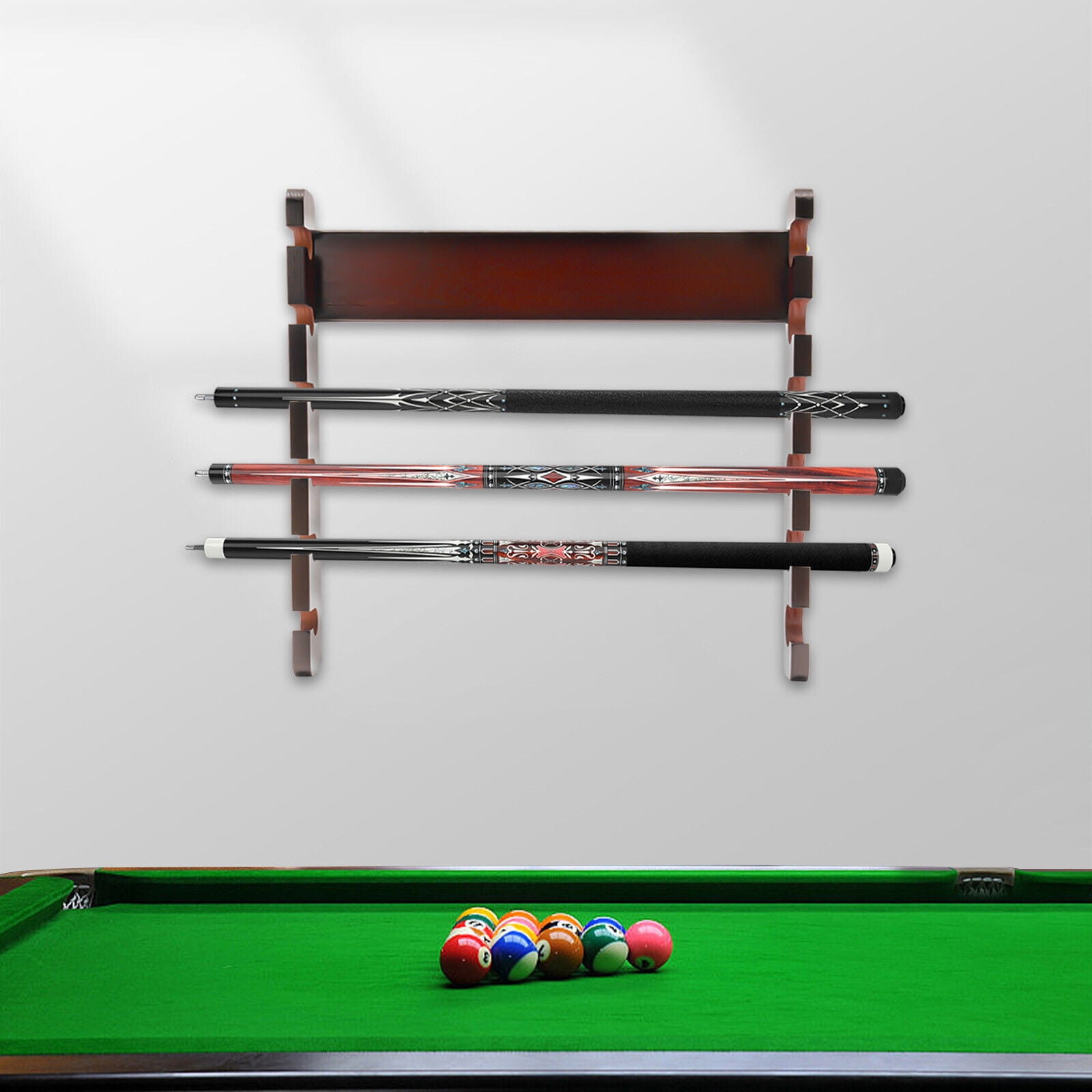 Wall-mounted 6 Sticks Pool Cue Rack, Billiard Cue Holder for Long Canes ...