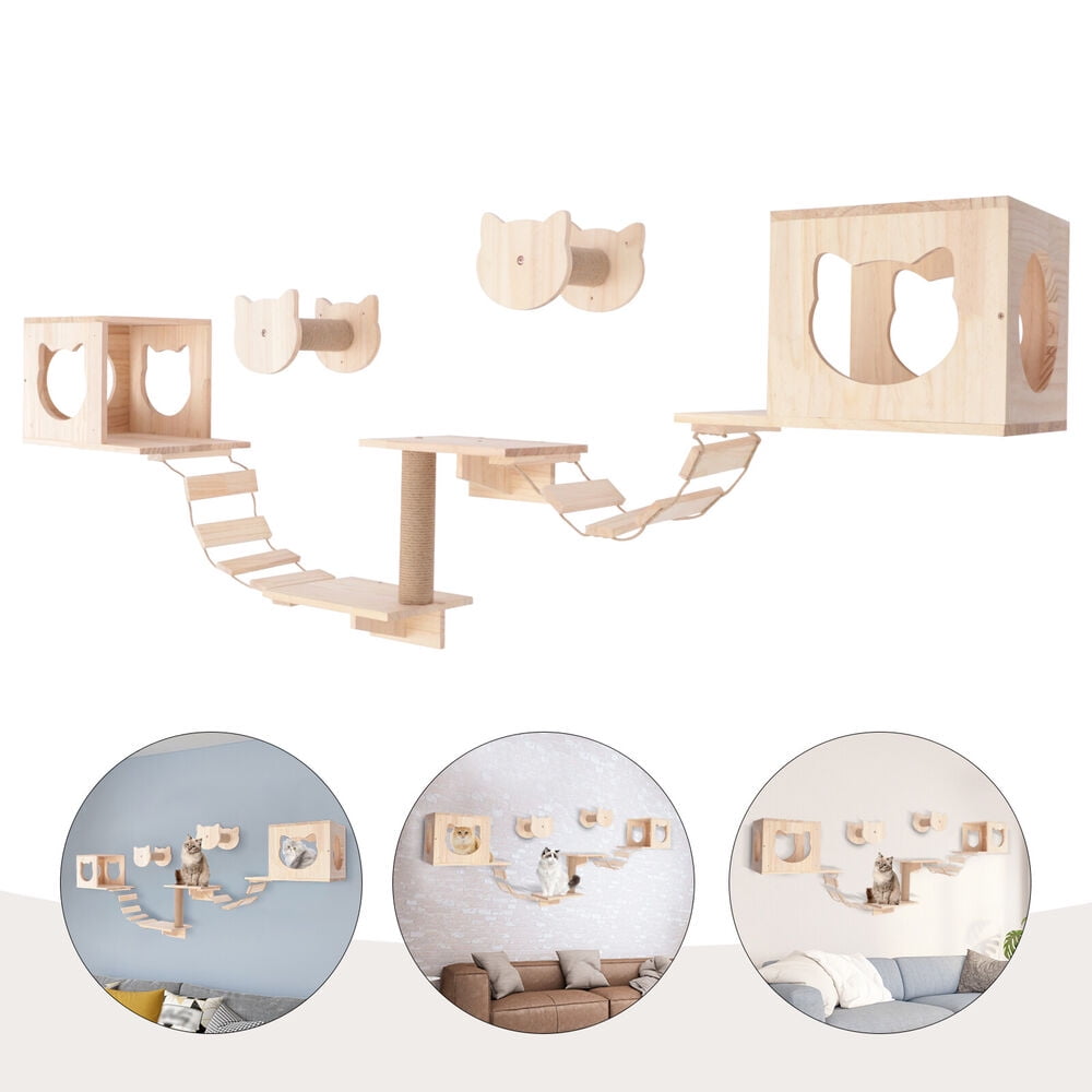 Wall-mounted Cat Furniture Cat Wall Shelves Cat Perches Wooden Cat ...