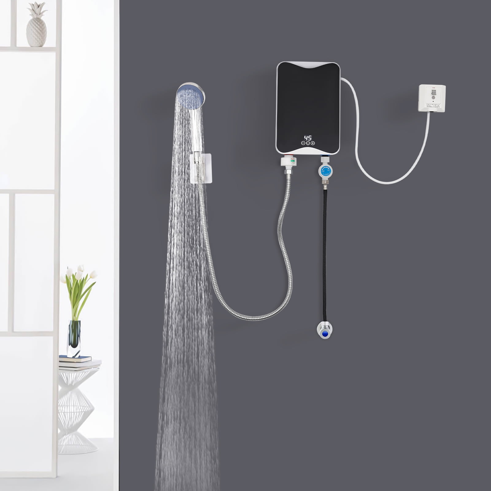 Wall mounted Electric Water Heater Rectangle Instantaneous Water Heater ...