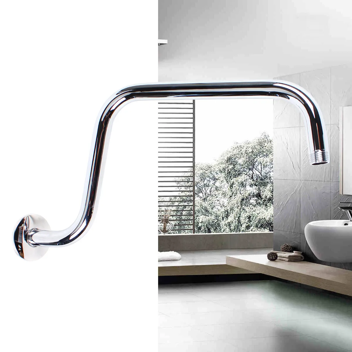 Wall-mounted Electroplating Rain Shower Arm "S" Shaped Shower Head ...