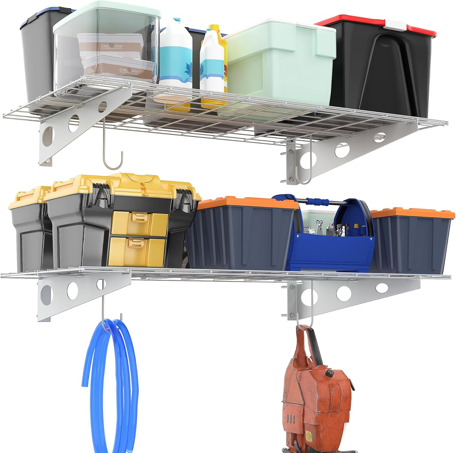 Wall-mounted Garage Shelves Heavy-duty 2 Tiers Dimensions: 4W x 2D x H ...