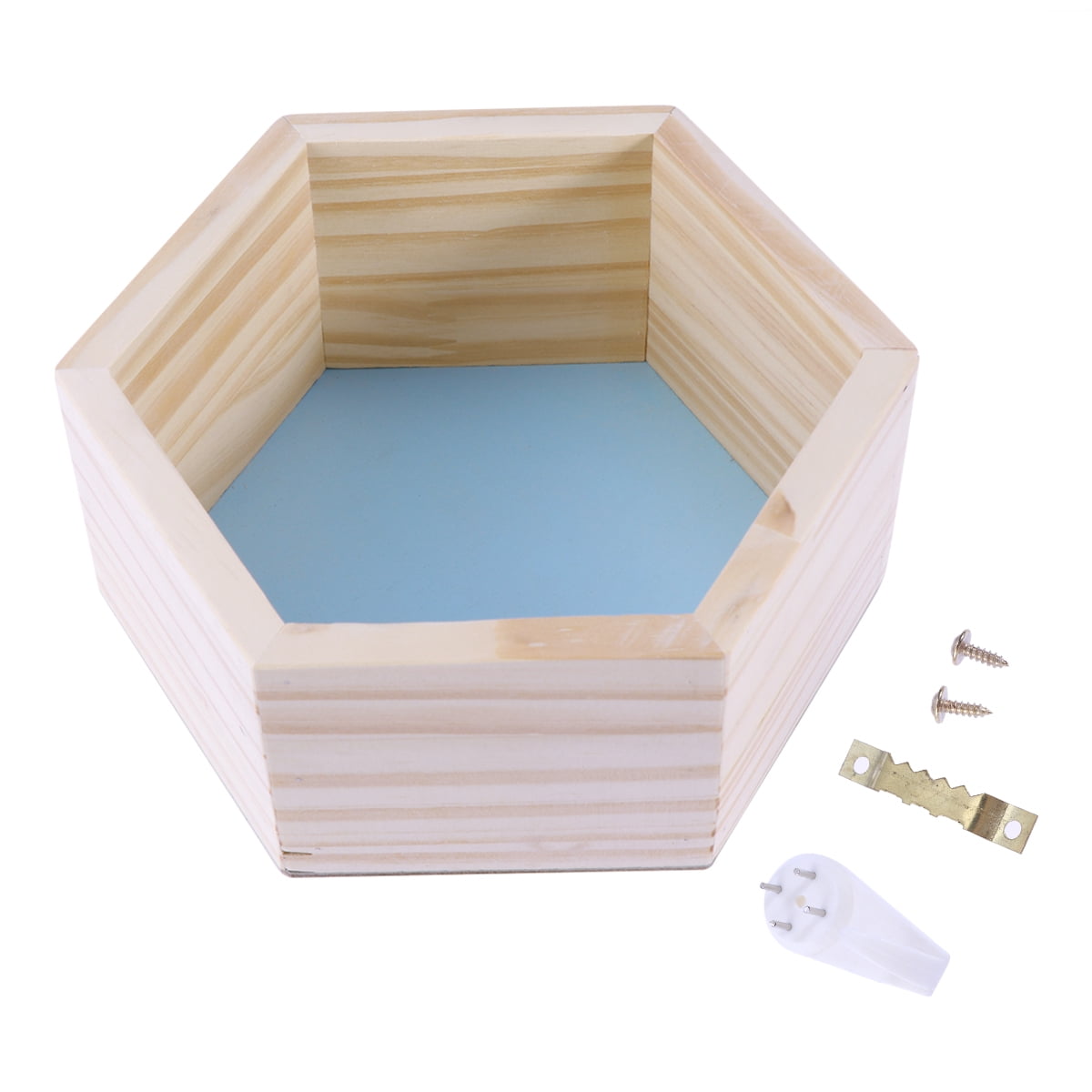 MOKKHNB Hexagonal Wall Mount Rack Blue Pine Wood 1Pack 8.3x7.1x3.1in ...