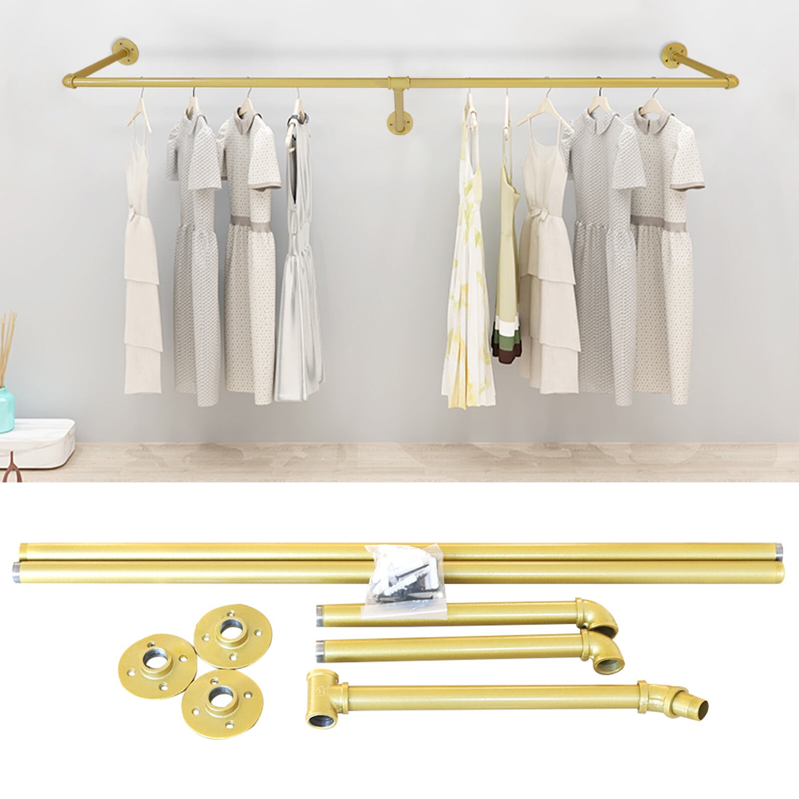 Wall-mounted Industrial Pipe Rod Clothing Rack Clothes Garment ...