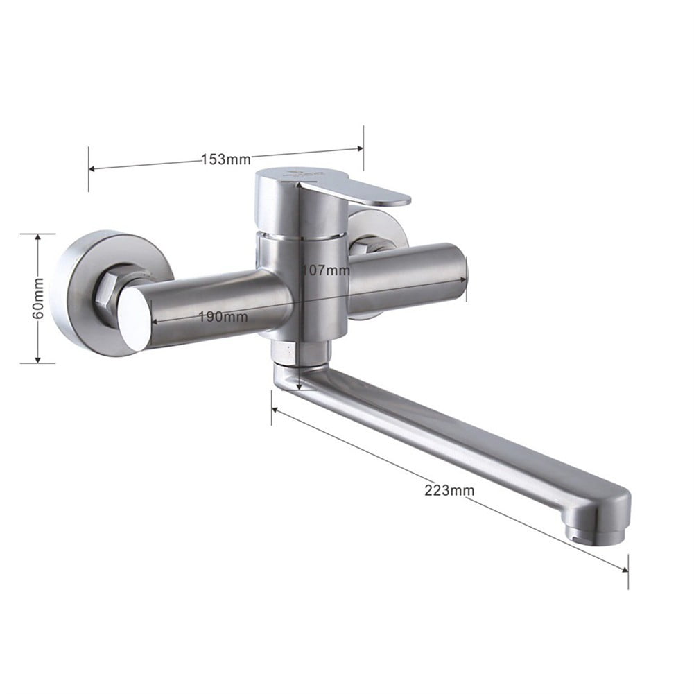 Wall-mounted faucet,360° Rotatable wall kitchen faucet,Stainless steel ...