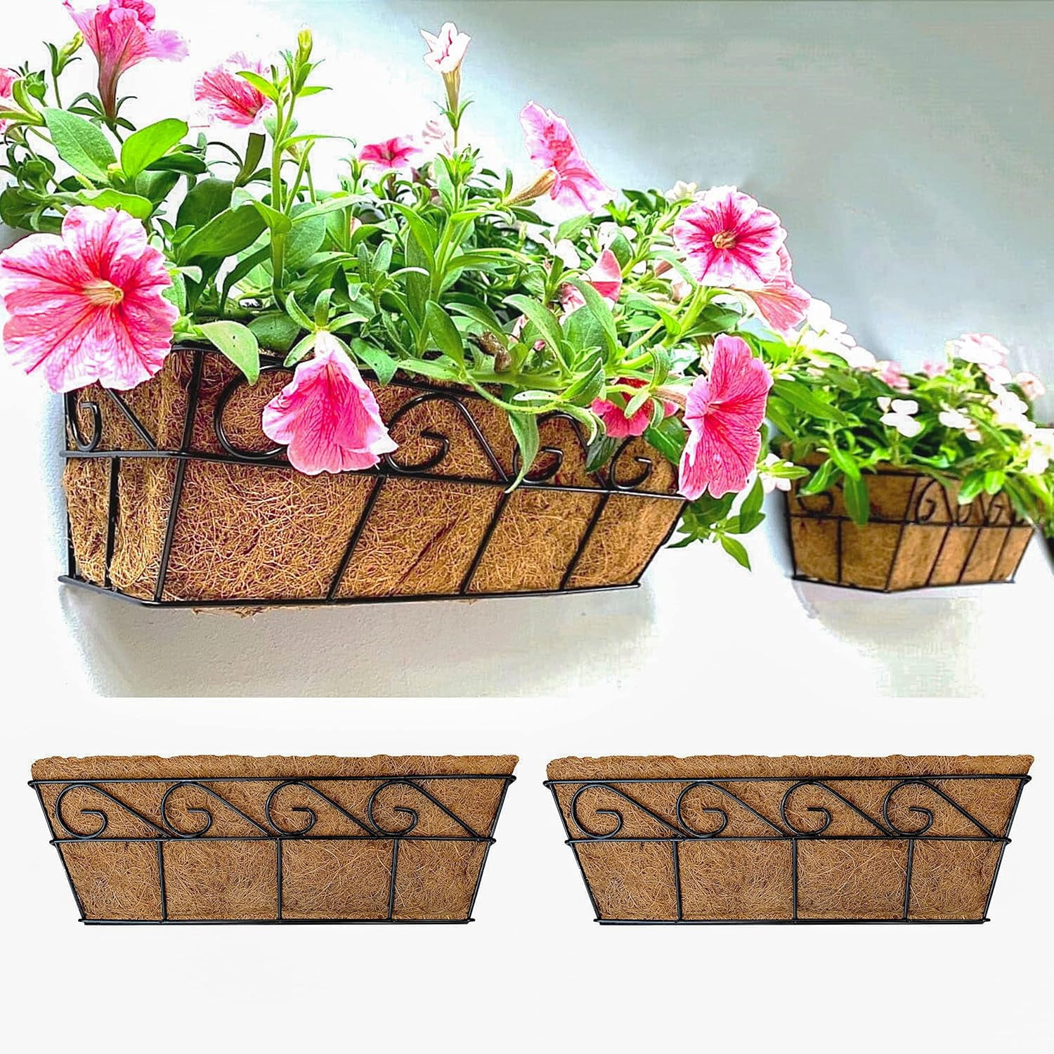 Wall mounted flower pot, suitable for outdoor plants (2-pack, 16 inch ...