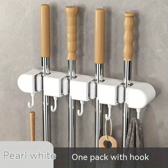 Wall-mounted mop rack plastic mop hanging rack with clips - Walmart.com