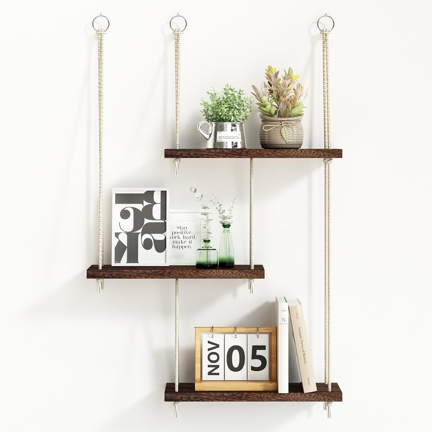 Wall mounted shelf, Bohemian style wall decoration plant rack floating ...