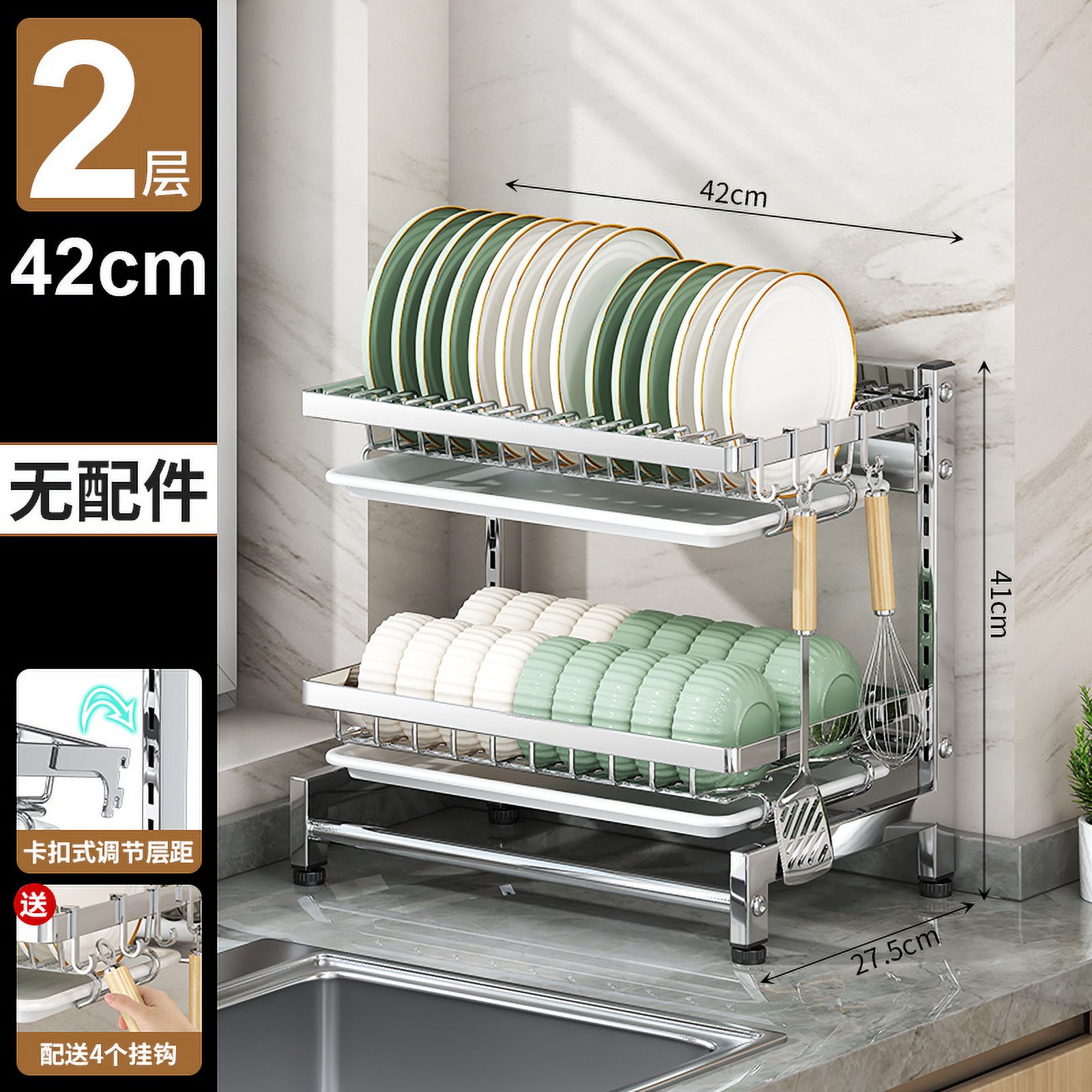 Wall-mounted stainless steel bowl rack kitchen storage rack free ...