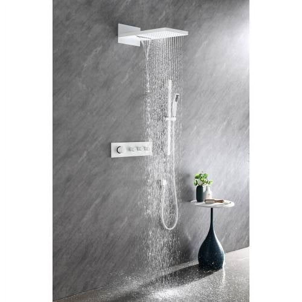Wall mounted waterfall shower system with hand shower, sliding bar ...
